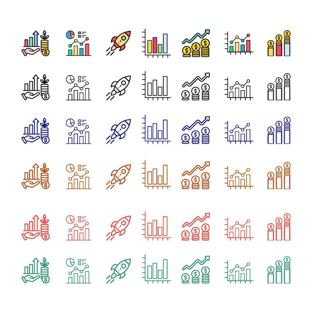 Vibrant Data Visualization Icons: Analytics, Growth, and Innovation ...