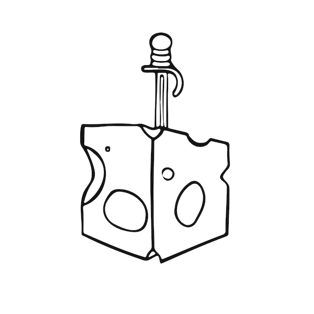 Sword Piercing Cheese Wedge: A Striking Graphic Symbol | Jiffy Designs