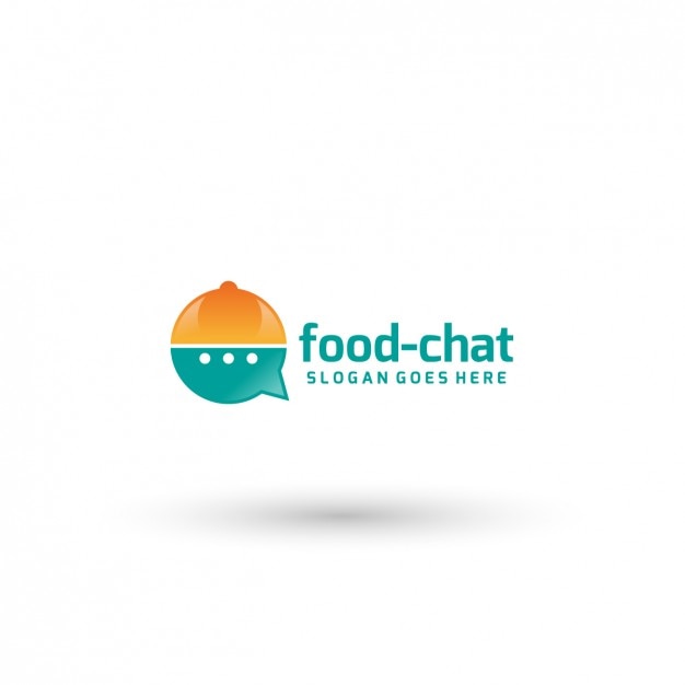 Food-Chat Logo: Vibrant Dish and Speech Bubble Emblem | Jiffy Designs
