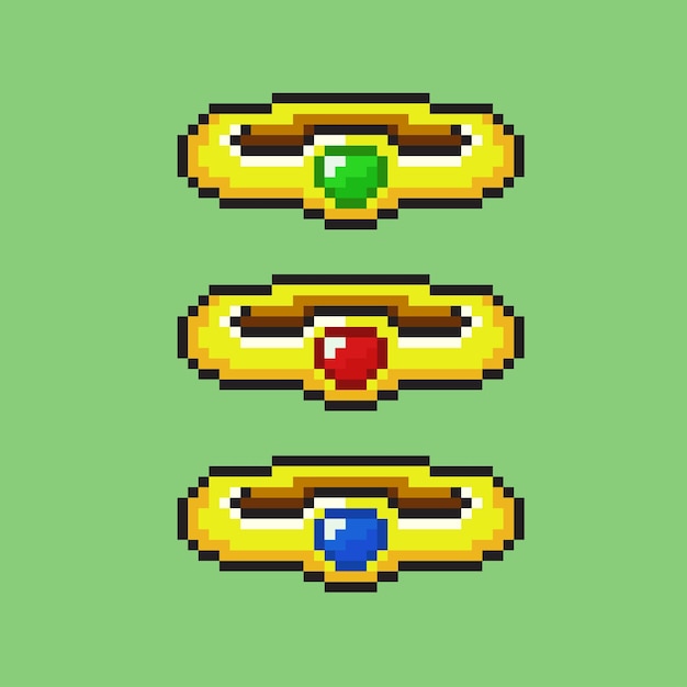 Vibrant Pixel Art Emblems with Gemstone Accents | Jiffy Designs