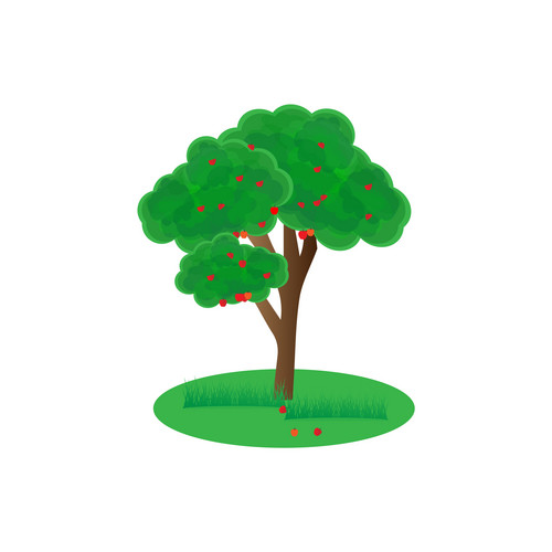 Illustration Of An Apple Tree Design With Green Grass Underneath ...