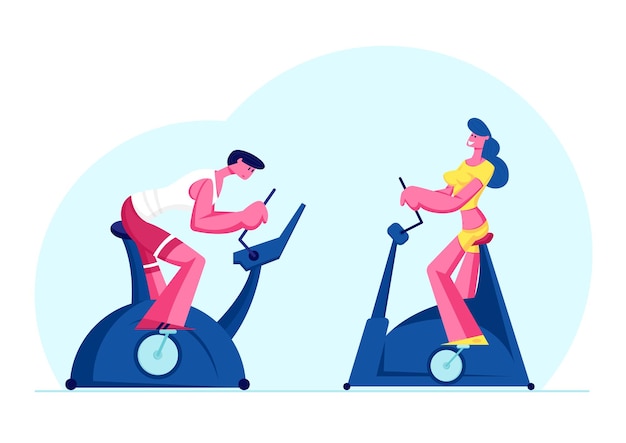 Energetic Fitness Duo Cycling on Exercise Bikes | Jiffy Designs