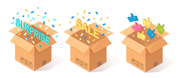 Exciting Surprise Boxes with Colorful Confetti and Icons | Jiffy Designs