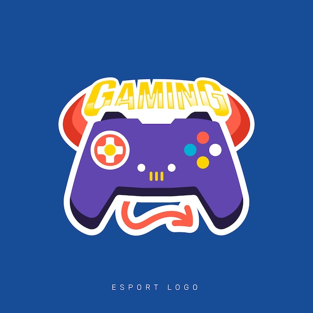 Vibrant Gaming Controller Emblem on Solid Blue Background | Jiffy Designs