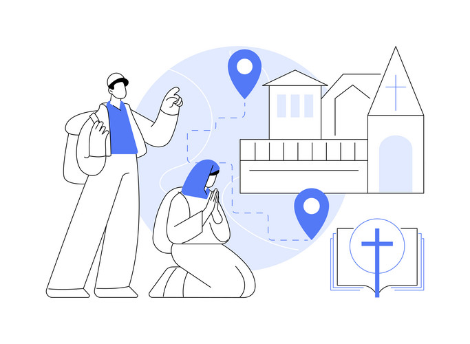 Christian Pilgrimages Abstract Concept Vector Illustration. Go On ...