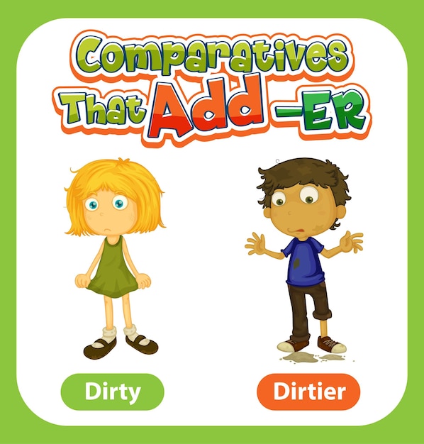 Charming Cartoon Comparatives: 'Dirty' and 'Dirtier' Characters ...