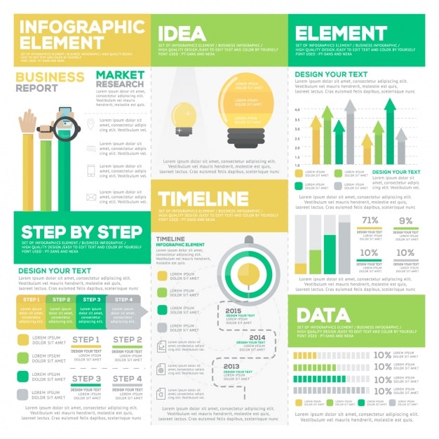 Vibrant Infographic Elements: Idea, Data, and Timeline Visualized ...