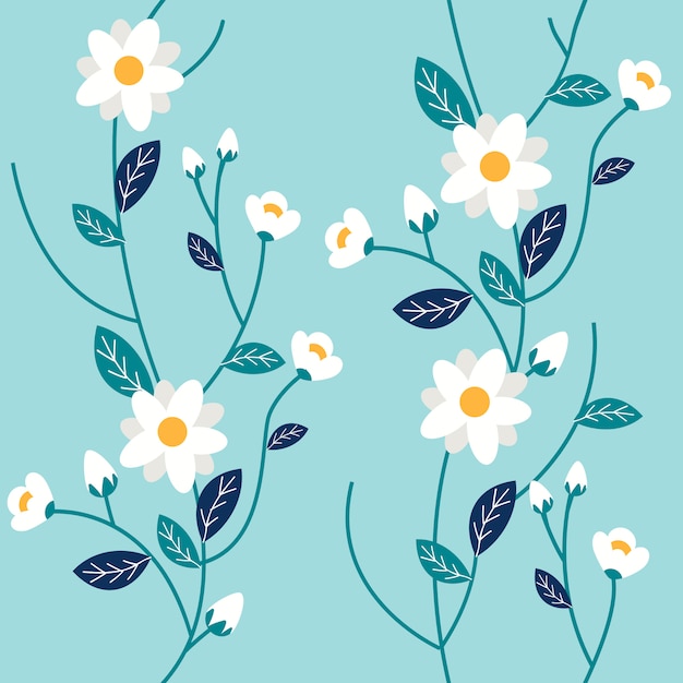 Delicate Daisy Floral Design on Aqua Background | Jiffy Designs