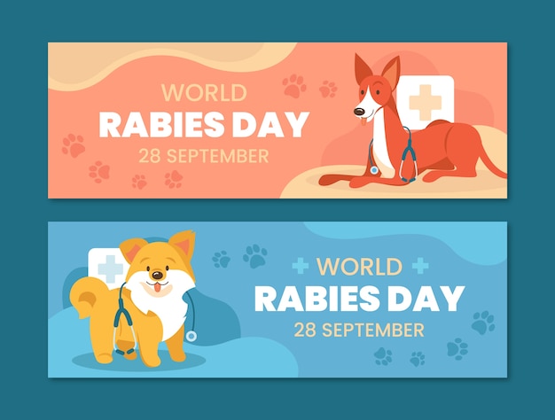 Colorful World Rabies Day Banner with Illustrated Canine Characters ...