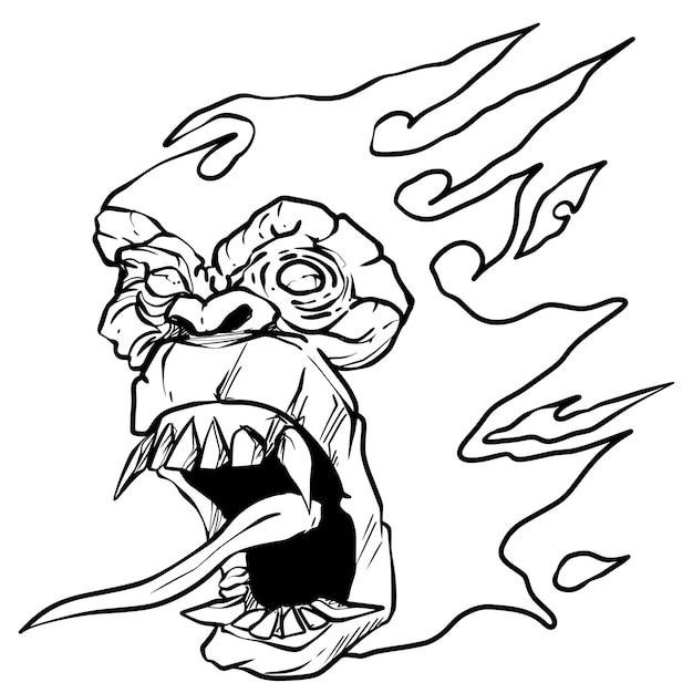 Ferocious Clown Face with Menacing Flames | Jiffy Designs
