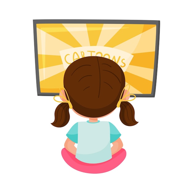 Cheerful young girl watching educational cartoon on TV | Jiffy Designs