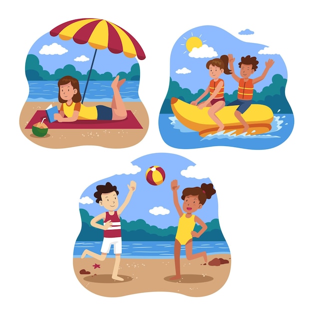 Vibrant Summer Beach Scenes with Playful Characters | Jiffy Designs