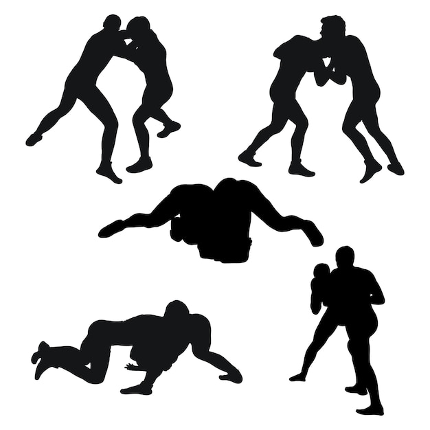 Dynamic Silhouettes of Powerful Grappling Poses | Jiffy Designs