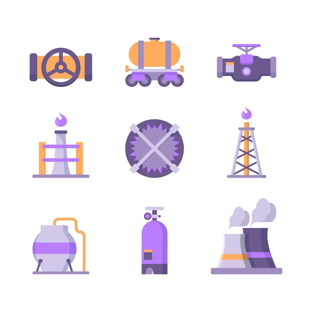 Vibrant Collection of Petroleum Industry Icons and Symbols | Jiffy Designs