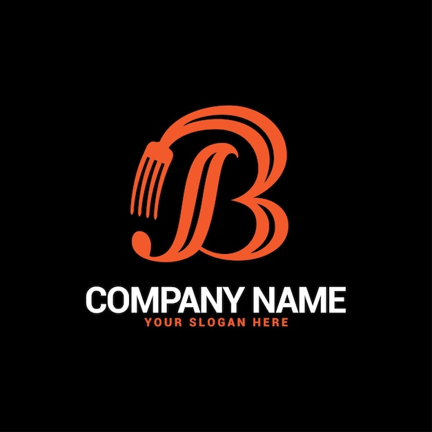 Elegant Cursive B Logo with Utensil Design | Jiffy Designs