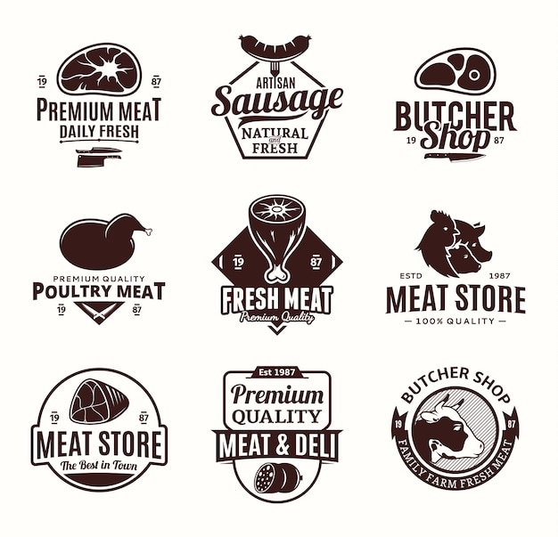 Premium Meat Collection: Badges, Logos, and Emblems for Butchers and ...
