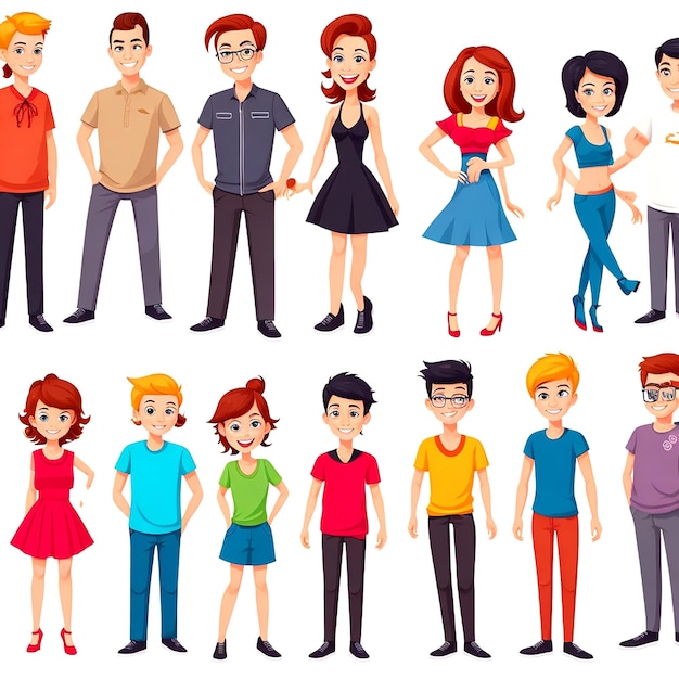 Diverse Collection of Stylized Human Figures in Vibrant Outfits | Jiffy ...