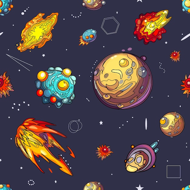 Vibrant Cosmic Collection of Celestial Objects and Spaceships | Jiffy ...