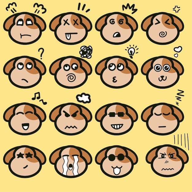Expressive Monkey Faces: A Whimsical Cartoon Illustration | Jiffy Designs