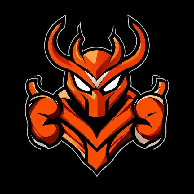 Fierce Demonic Mascot Emblem with Vibrant Orange Accents | Jiffy Designs