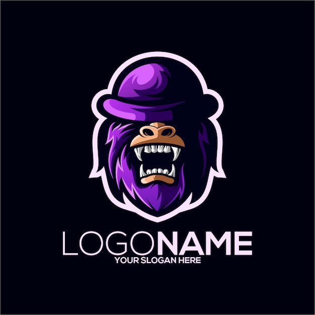 Fierce Gorilla Mascot with Purple Helmet Logo | Jiffy Designs