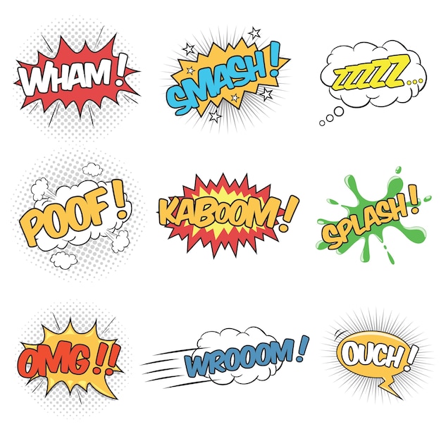 Vibrant Comic Book Sound Effects with Retro Pop Art Style | Jiffy Designs