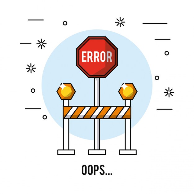 Minimalist Error Illustration with Stop Sign and Barriers | Jiffy Designs