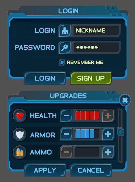 Futuristic Login Interface with Customizable Upgrade Options | Jiffy ...