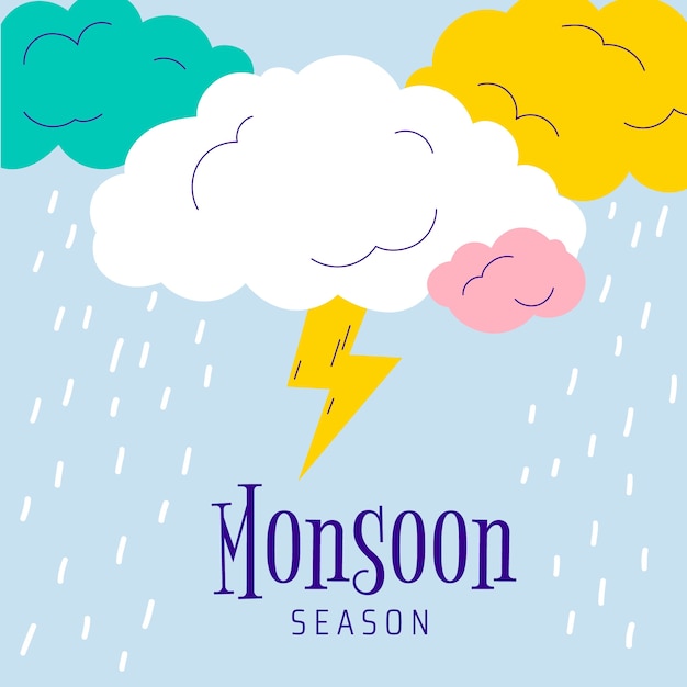 Vibrant Monsoon Season Landscape with Clouds and Lightning | Jiffy Designs