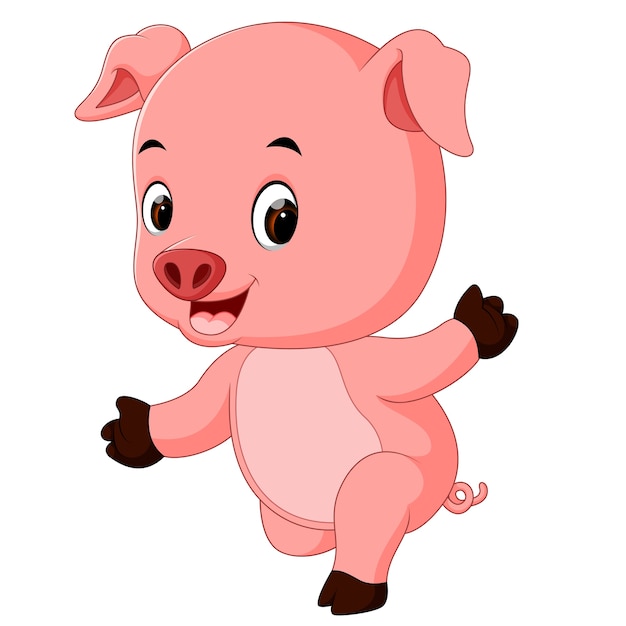 Adorable Cartoon Piglet Waving Hello | Jiffy Designs