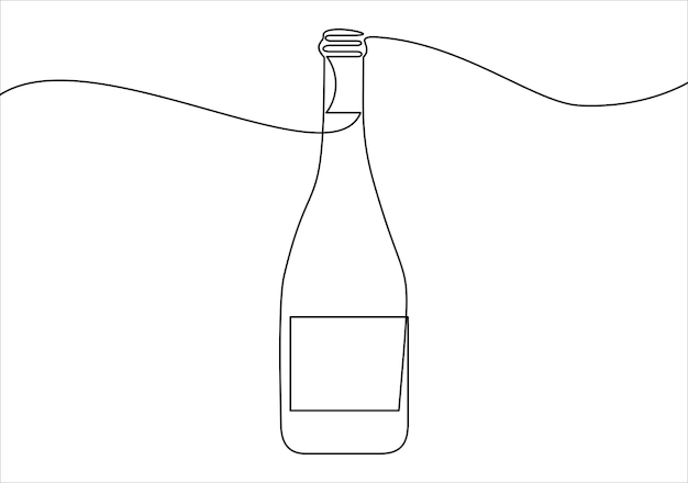 Minimalist Outline of a Wine Bottle on a White Background | Jiffy Designs