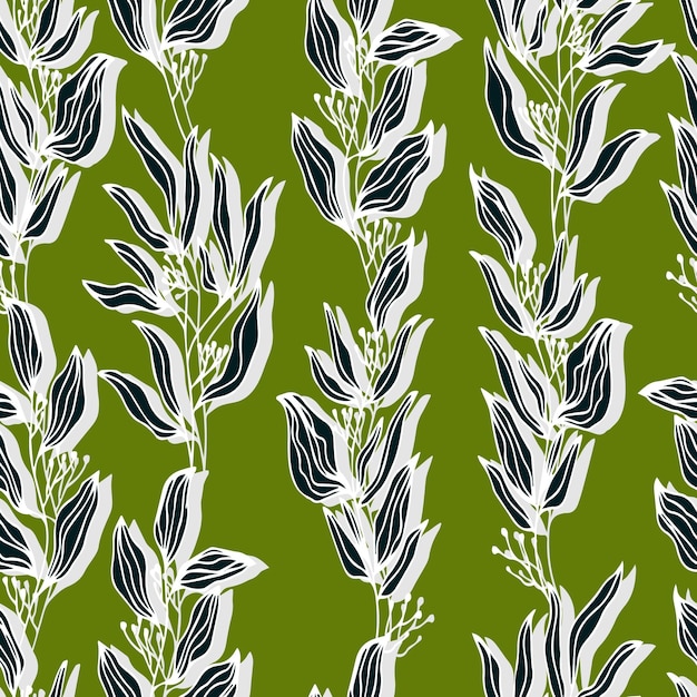 Elegant Botanical Foliage Pattern in Vibrant Green | Jiffy Designs