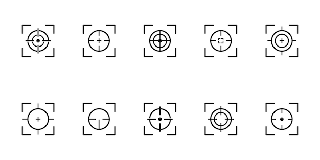 Minimalist Crosshair Targeting Icons in Monochrome Style | Jiffy Designs
