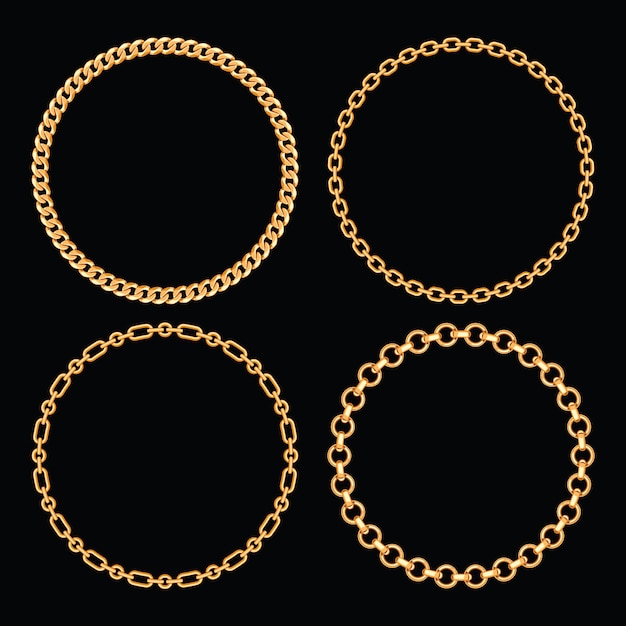 Elegant golden chain links forming circular frames on black | Jiffy Designs