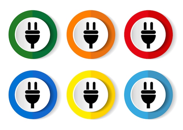 Vibrant Electrical Plug Symbols in Circular Designs | Jiffy Designs