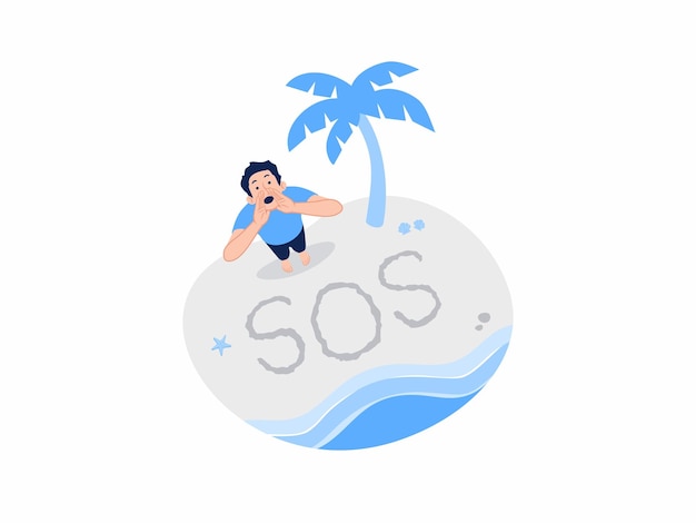 Distressed SOS Signal on Tropical Beach Scene | Jiffy Designs