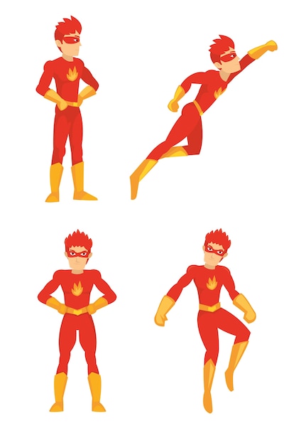 Vibrant Superhero Character Illustrations in Various Dynamic Poses ...