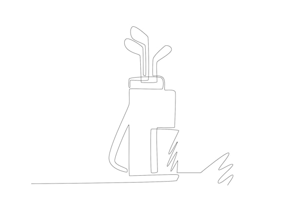 Minimalist Golf Bag and Clubs Outline Illustration | Jiffy Designs