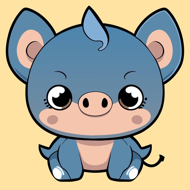 Adorable Blue Piglet with Large Eyes and Ears | Jiffy Designs