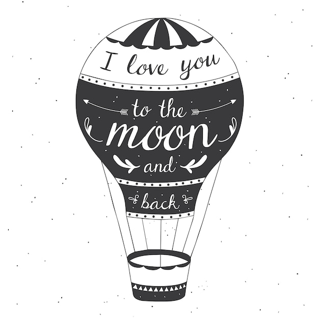 Whimsical Hot Air Balloon with Romantic Calligraphy | Jiffy Designs