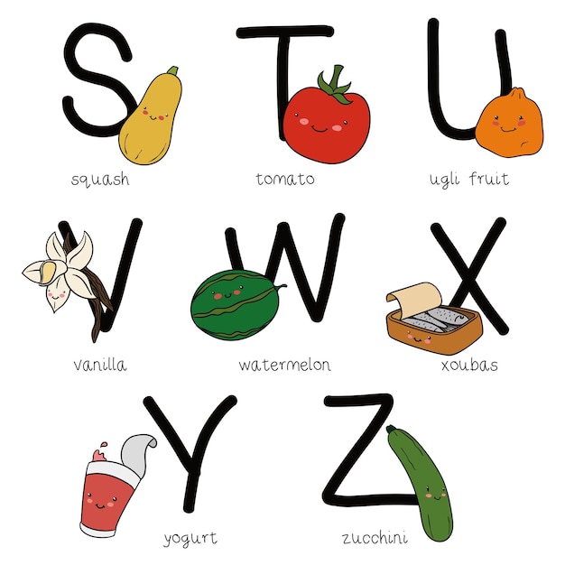 Playful Produce: A Vibrant Alphabet of Whimsical Fruits and Veggies ...