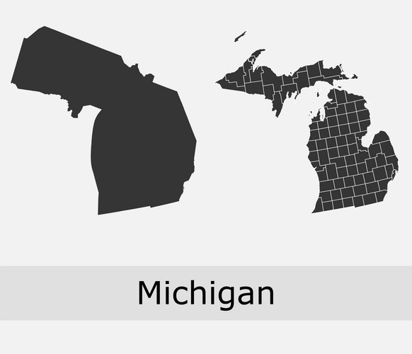 Michigan Maps Vector Outline Counties, Townships, Regions ...