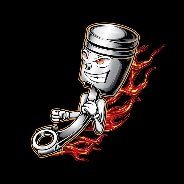 Fiery Piston Demon - Intense Automotive Illustration | Jiffy Designs