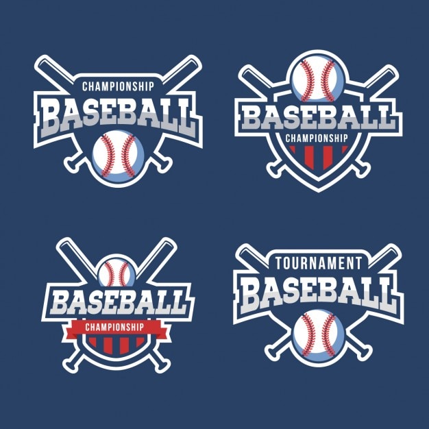 Baseball Tournament Logos and Badges Collection with Crossed Bats ...