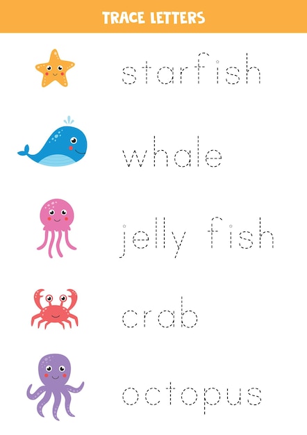 Trace Letters with Adorable Sea Creatures | Jiffy Designs