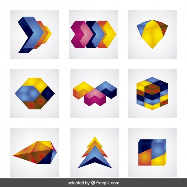 Vibrant Geometric Shapes Collection with Overlapping Polygon Designs ...