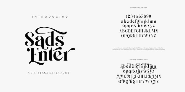 Elegant Serif Font with Intricate Letterforms and Numeric Characters ...