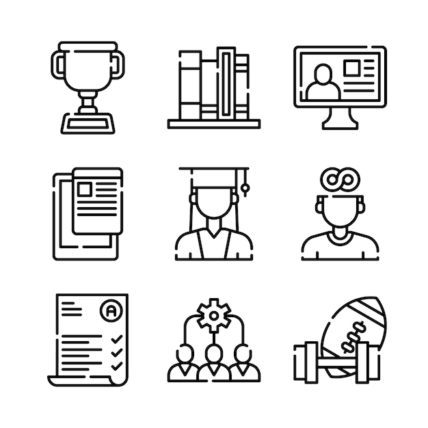 Diverse Icons Representing Education, Achievements, and Collaboration ...