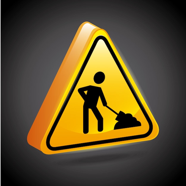 Vibrant Construction Work Hazard Sign with Worker Silhouette | Jiffy ...