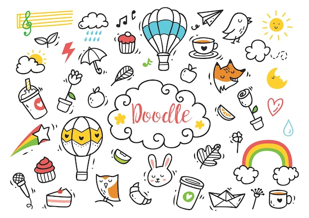 Vibrant Doodle Collection of Whimsical Icons and Symbols | Jiffy Designs